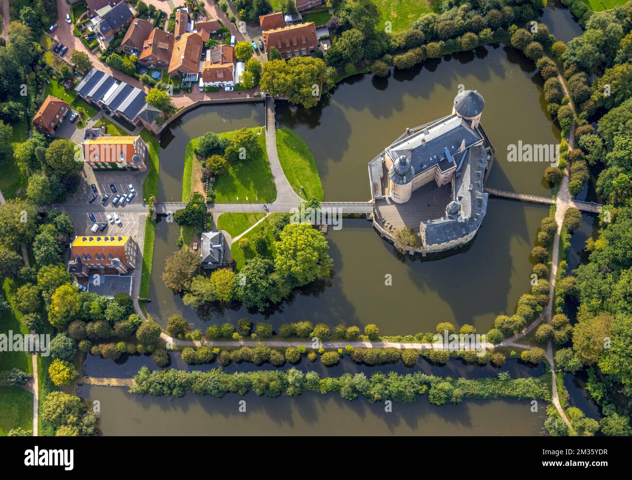 Aerial view, Jugendburg Gemen in the district of Gemen in Borken ...
