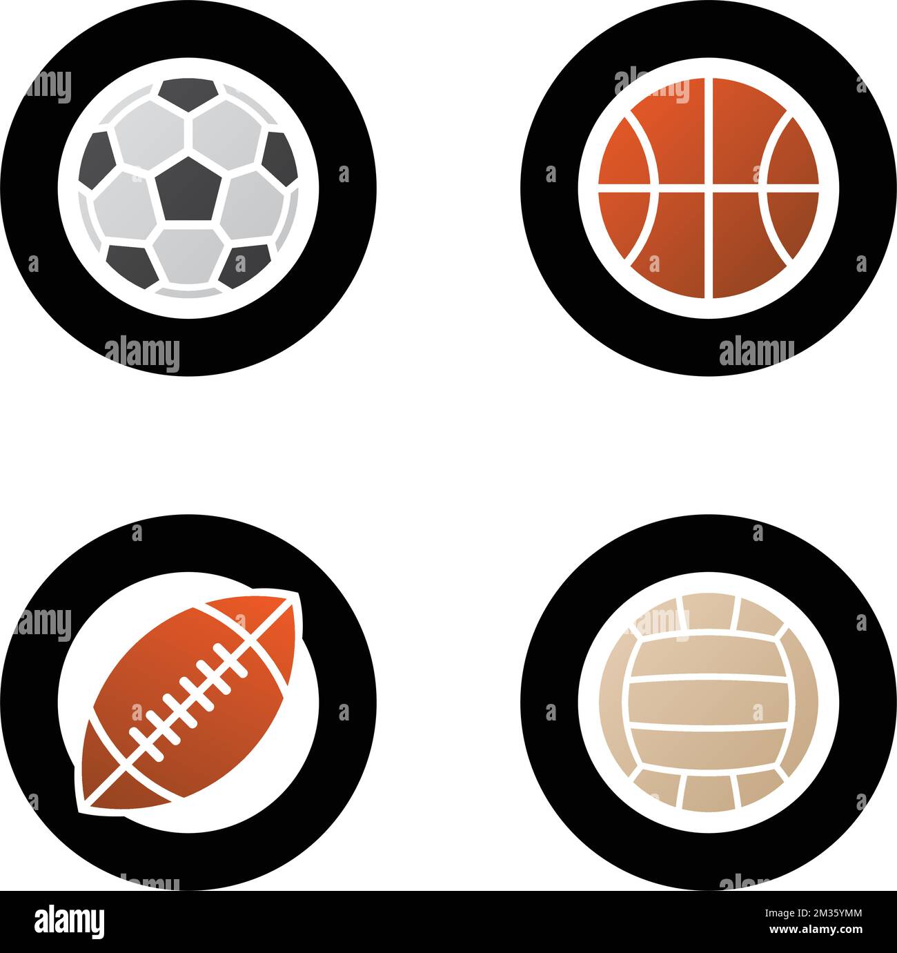 Football Basketball American Football and Volleyball Icons isolated on ...