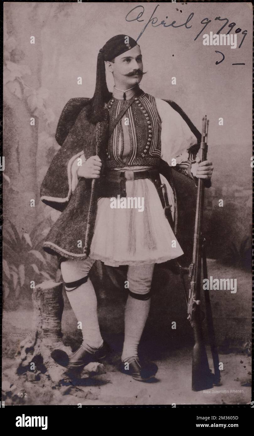 A Greek soldier (Evzone) , Soldiers, Greece. Stratos. Euzōnoi. Nicholas ...