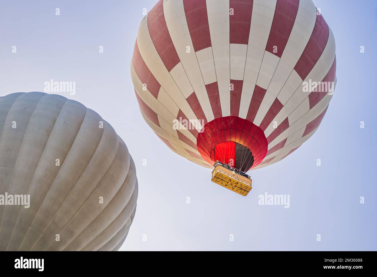 Beautiful hot air balloons over blue sky Stock Photo - Alamy