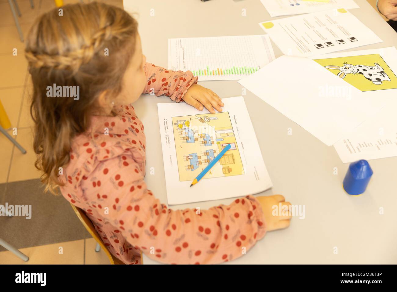 Illustration picture shows the first language screening test at the ...