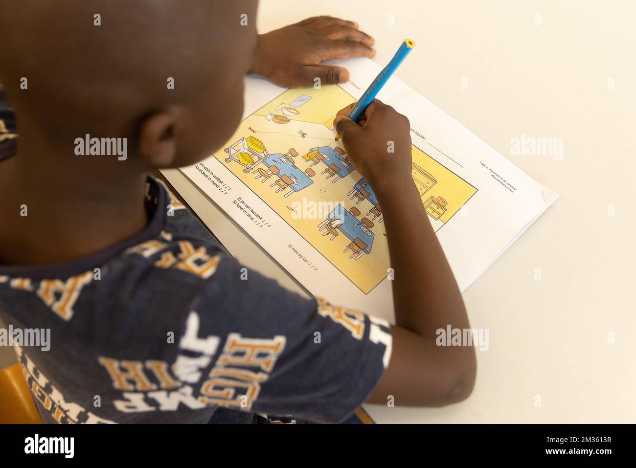 Illustration picture shows the first language screening test at the ...