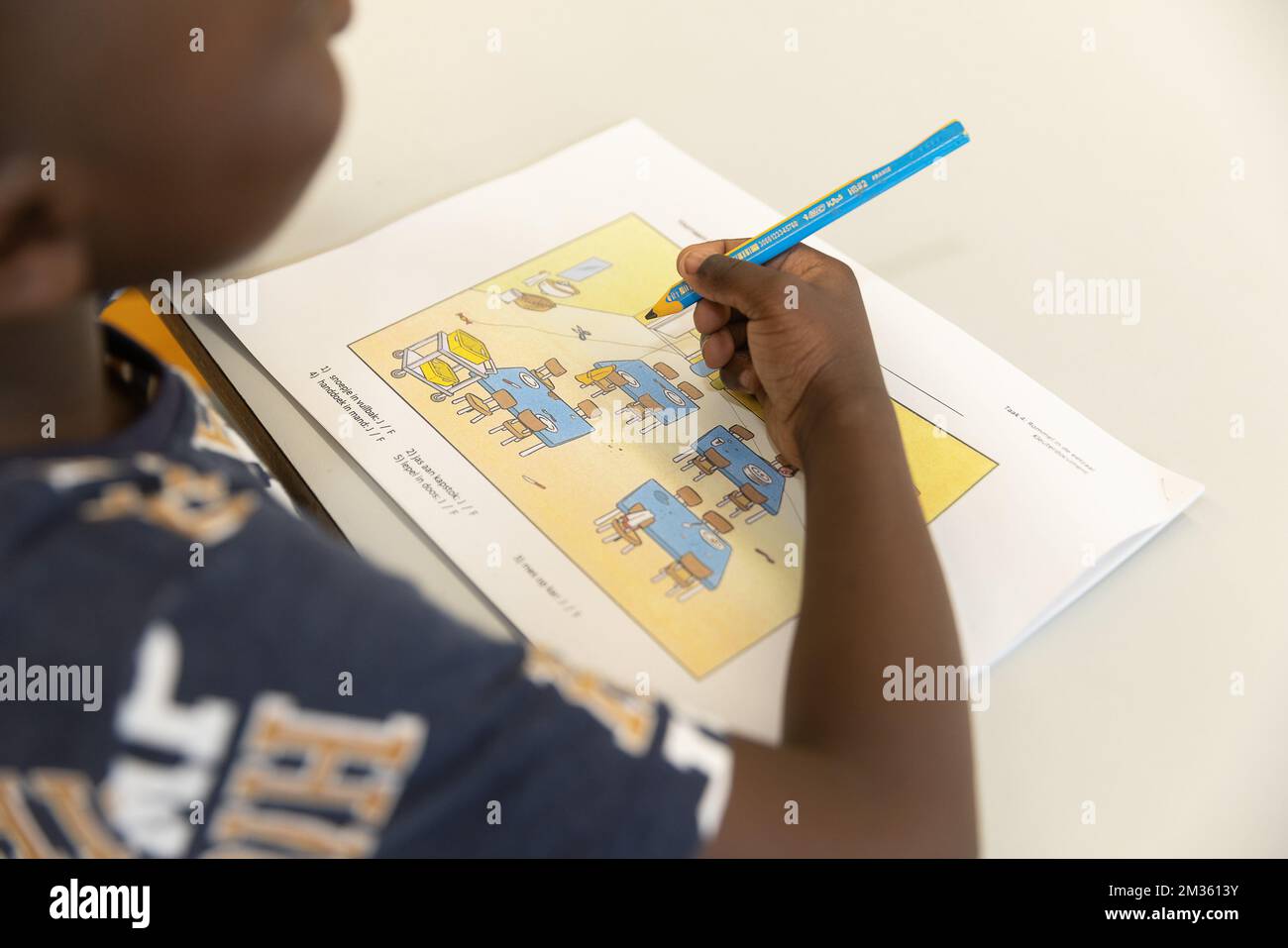 Illustration picture shows the first language screening test at the ...
