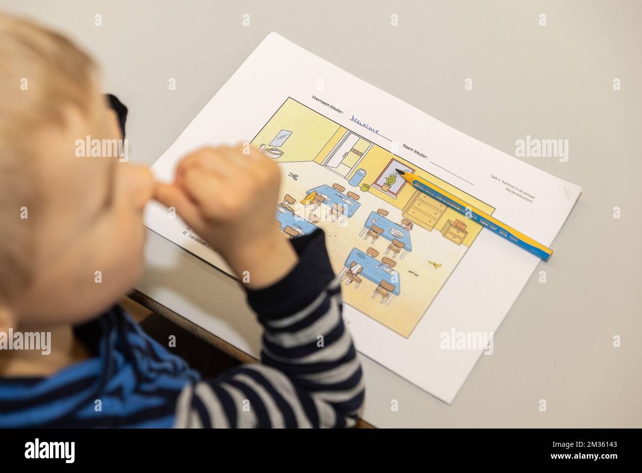 Illustration picture shows the first language screening test at the ...