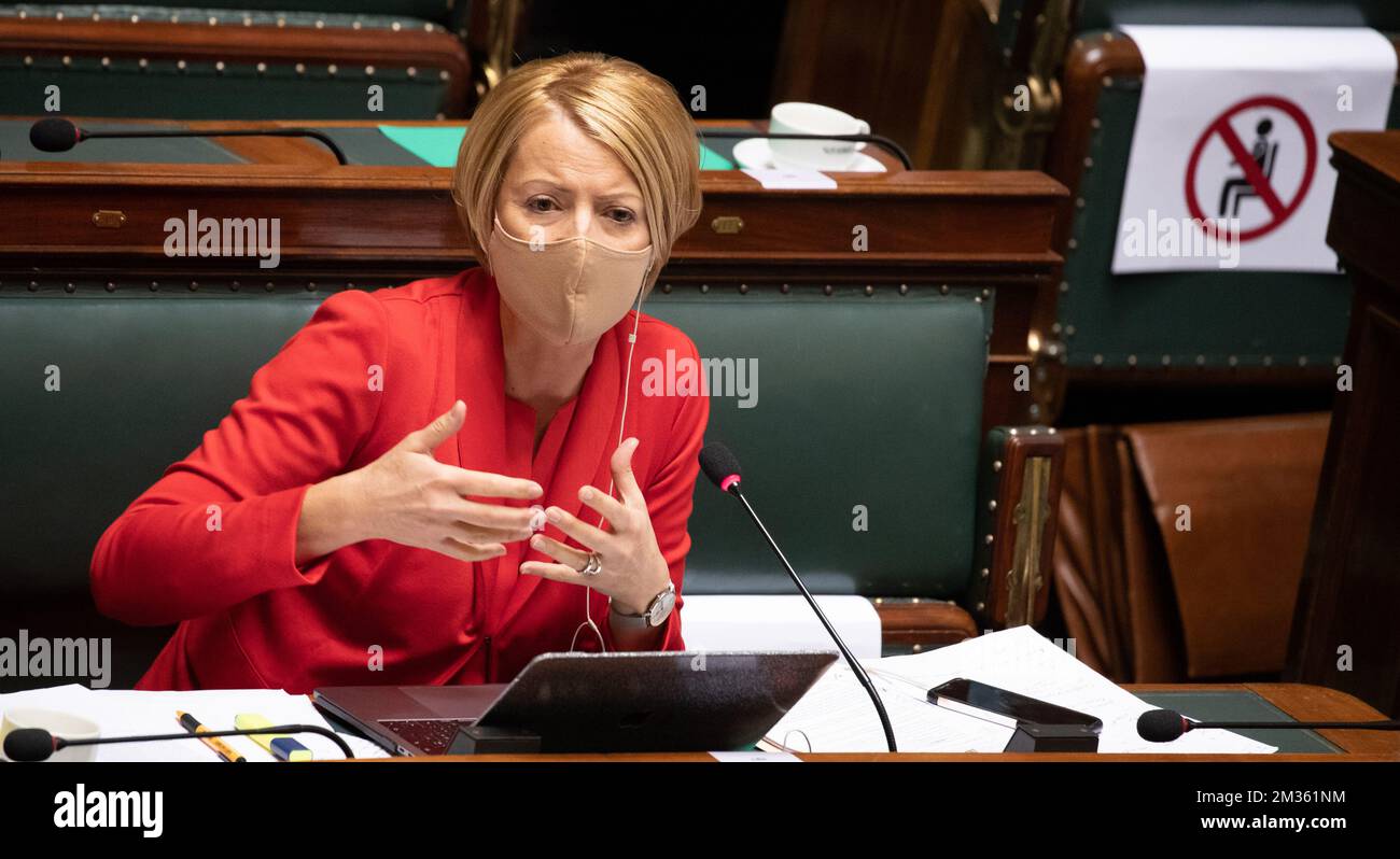 cdH's Catherine Fonck pictured during a plenary session of the Chamber ...