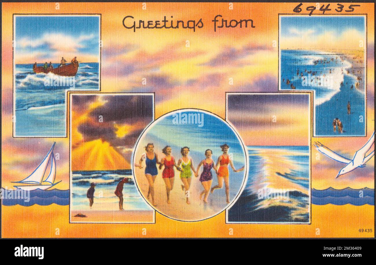 Greetings from , Beaches, Boats, Tichnor Brothers Collection, postcards ...