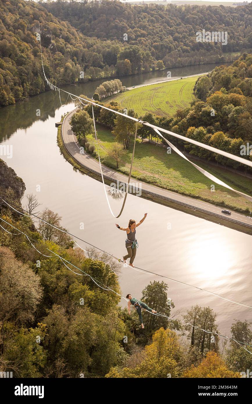 Illustration picture shows the Belgian highline record attempt, at the ...