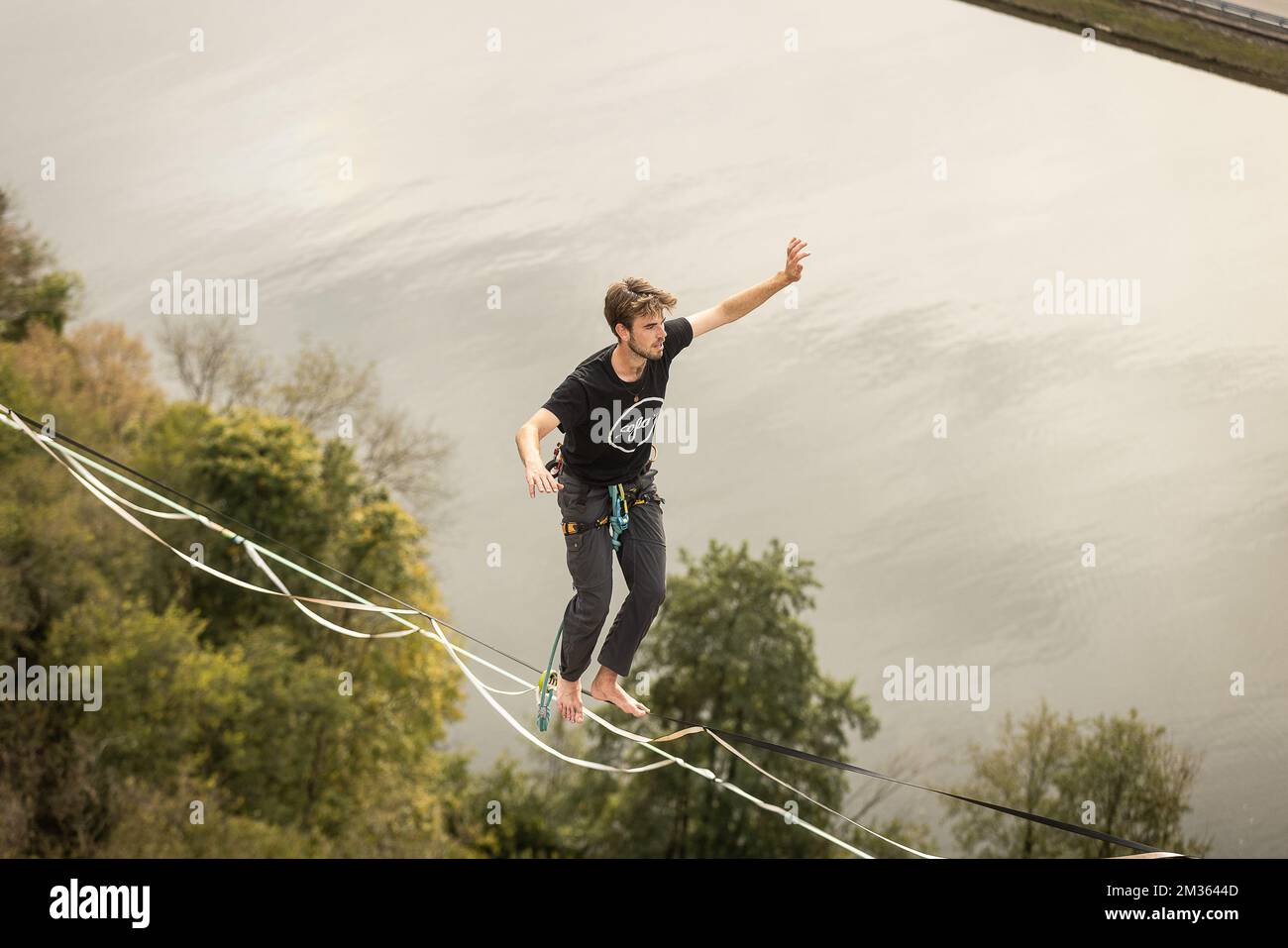Illustration picture shows the Belgian highline record attempt, at the ...