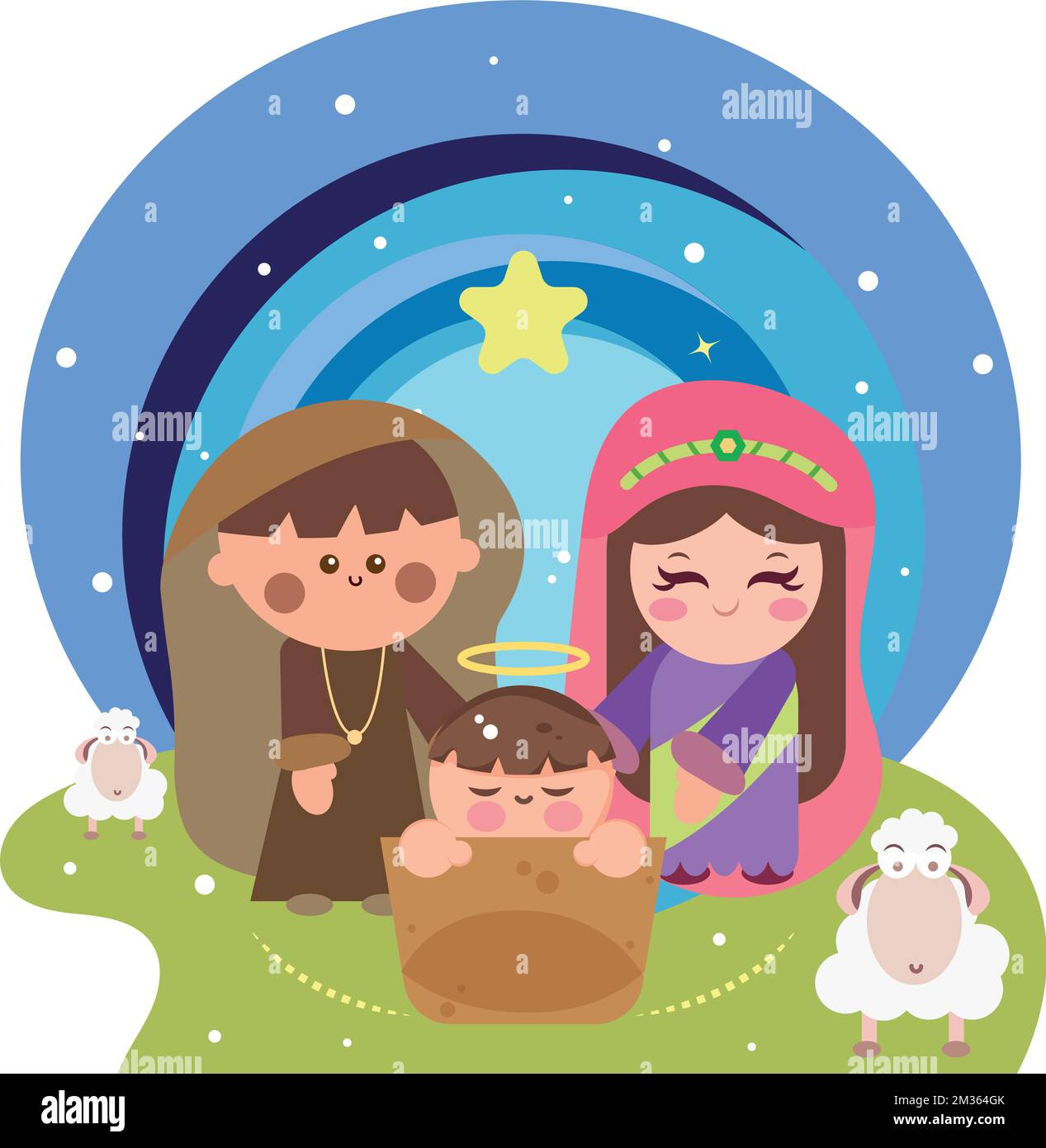 Colored stable with jesus, mary and joseph cartoons Vector Stock Vector ...