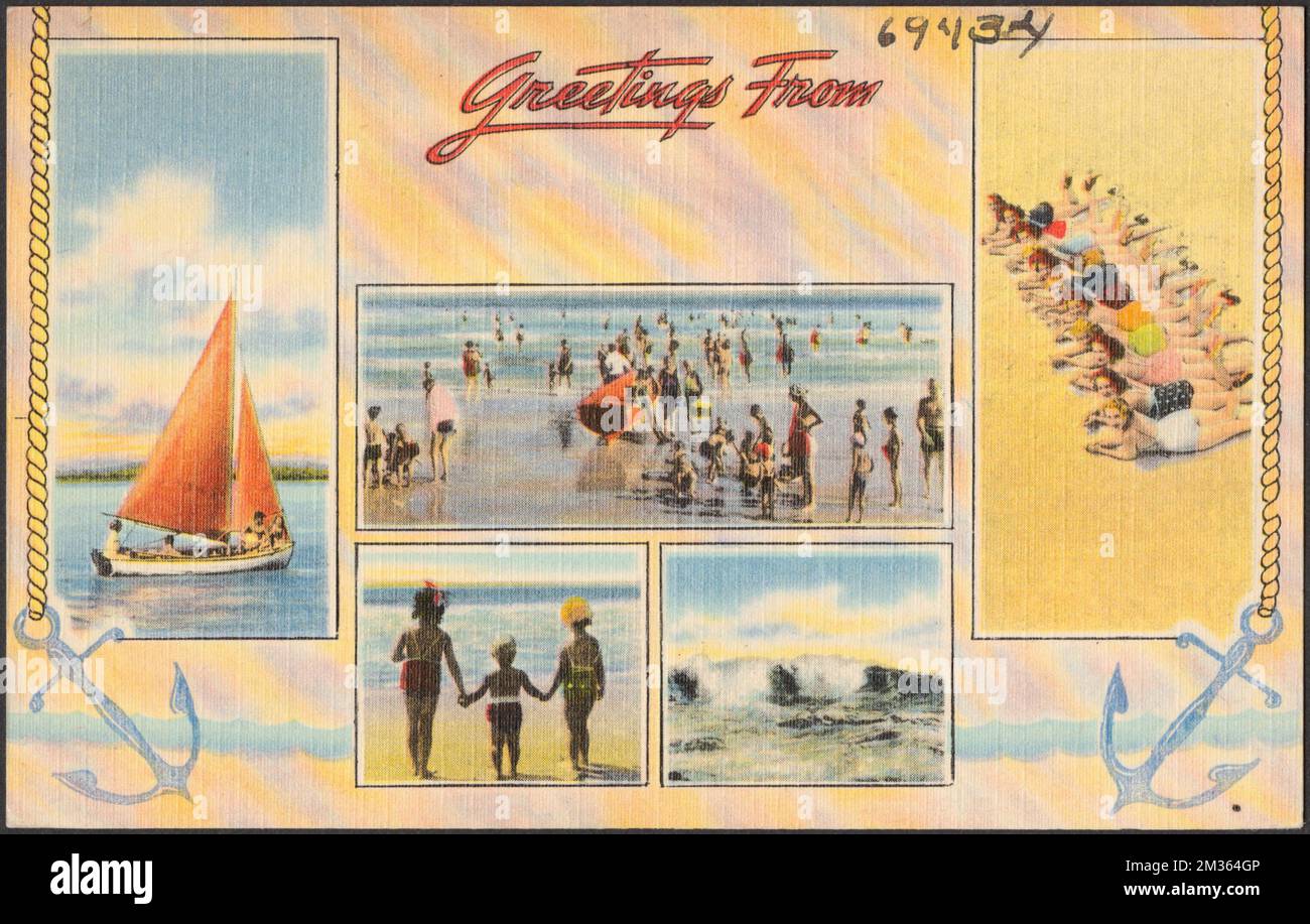 Greetings from , Beaches, Boats, Tichnor Brothers Collection, postcards ...