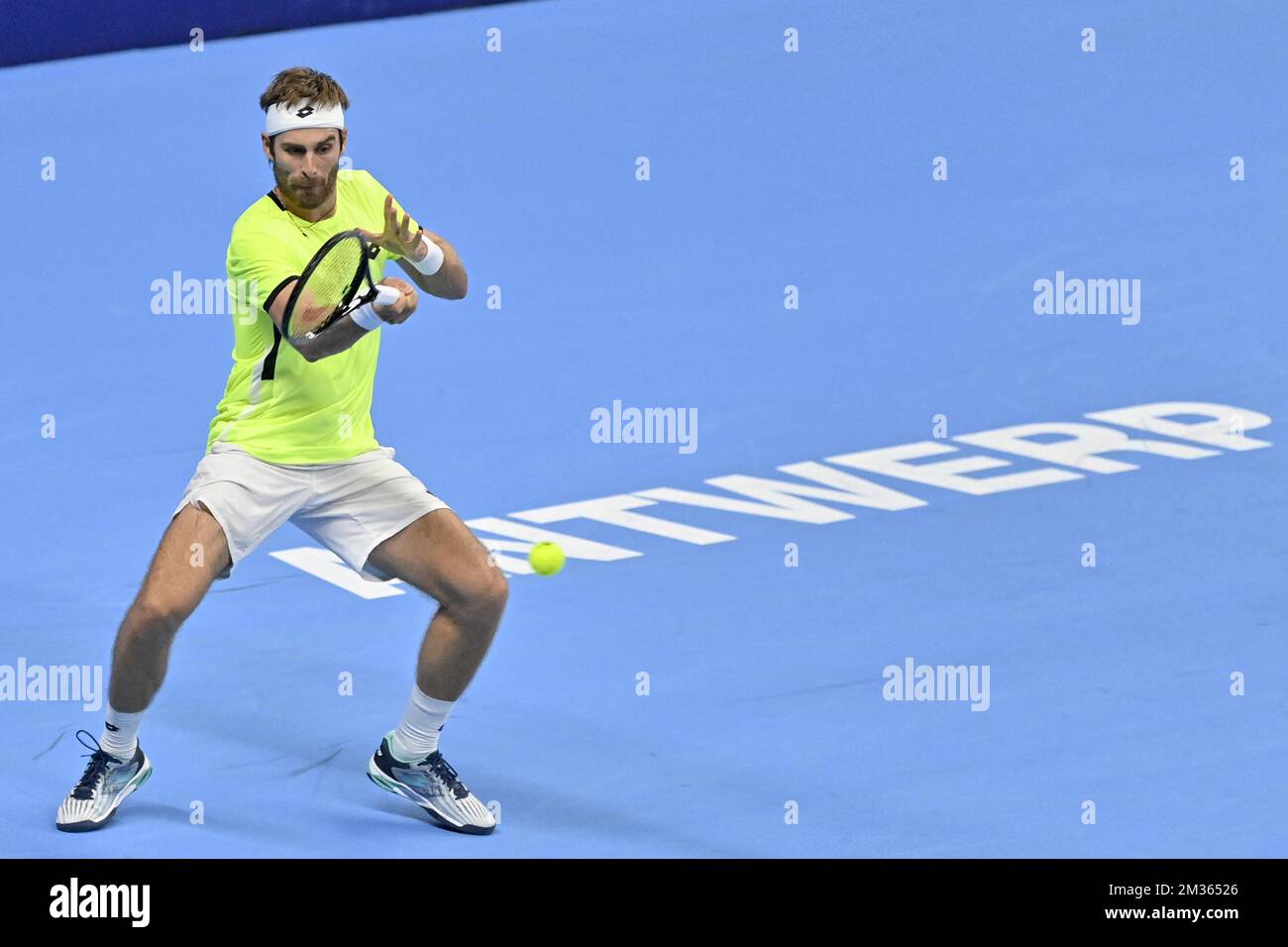 Slovakia's Norbert Gombos pictured during a match between US Brooksby ...