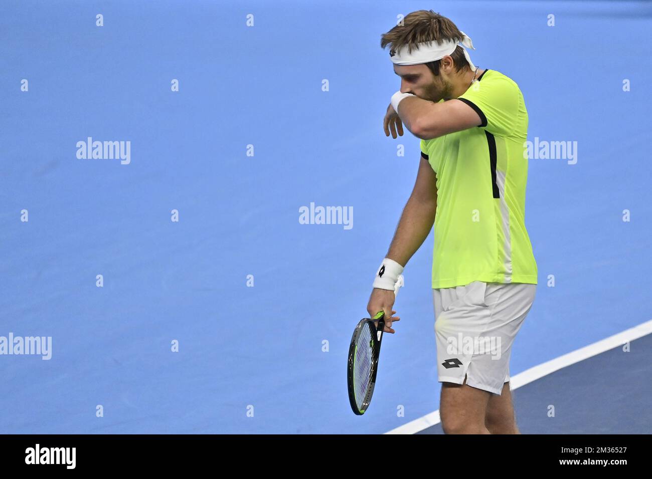 Slovakia's Norbert Gombos pictured during a match between US Brooksby ...