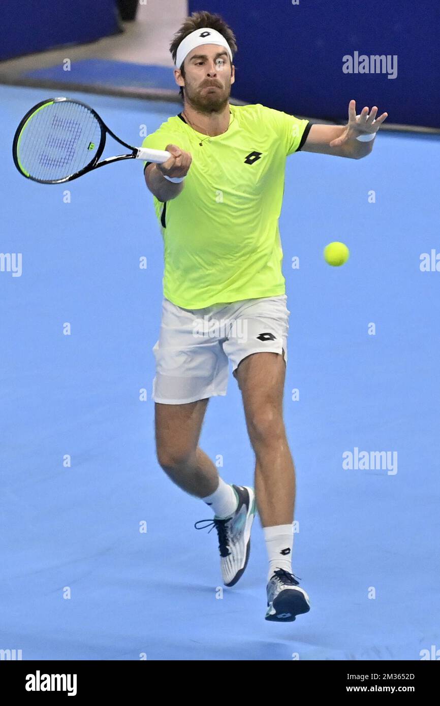 Slovakia's Norbert Gombos pictured during a match between US Brooksby ...