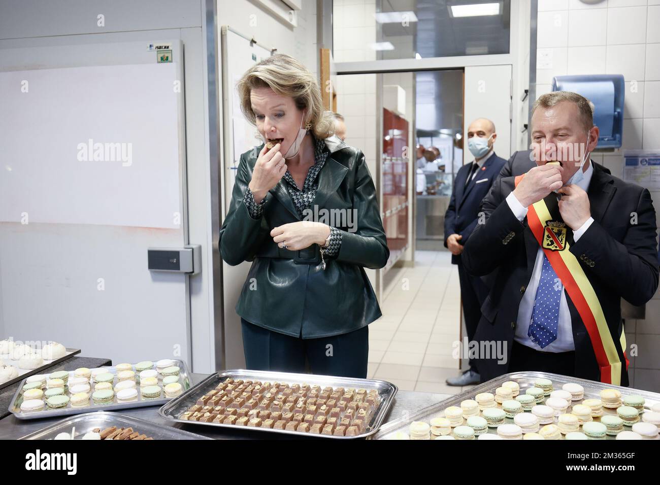 Queen Mathilde of Belgium and Namur province governor Denis Mathen ...
