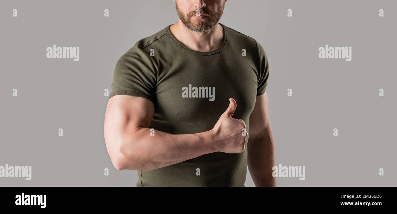 cropped photo of guy show approval gesture. guy approval with thumb up ...