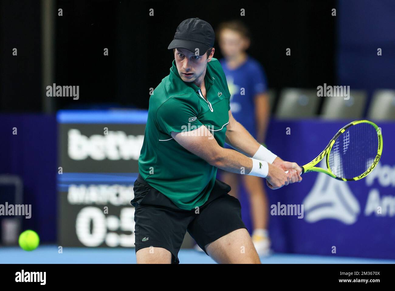 Dutch Botic Van de Zandschulp pictured in action during a singles match ...