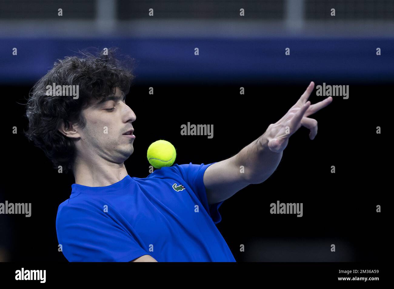 Freestyle tennis player Stefan Bojic performs during the European Open ...