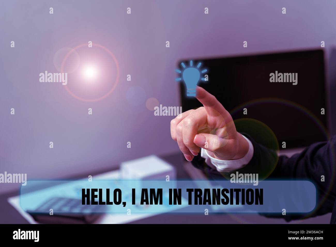 Hello i am in transition hi-res stock photography and images - Alamy