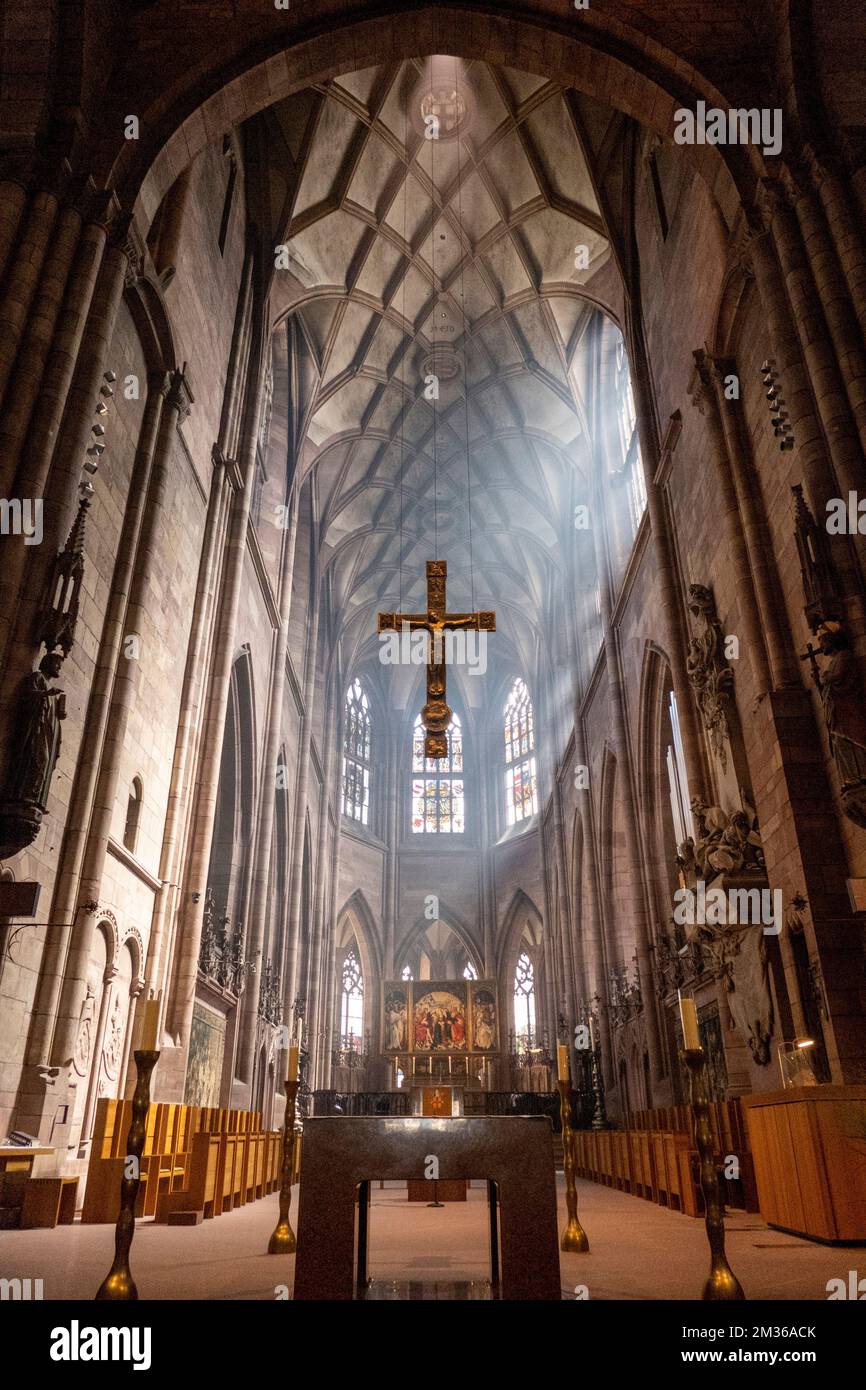 The interior of the Freiburger Munster cathedral in Germany Stock Photo ...