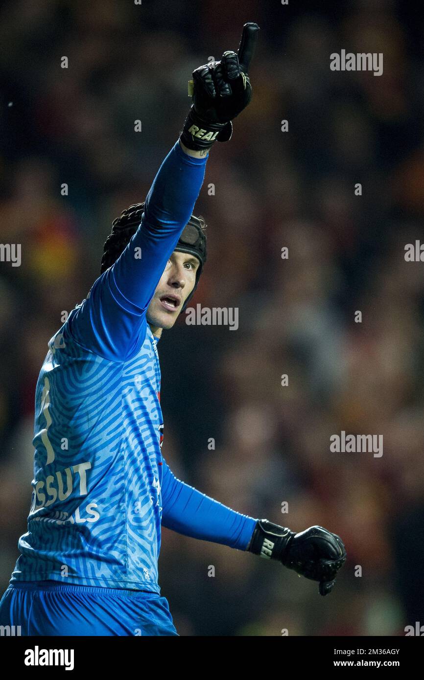 Essevee's goalkeeper Sammy Bossut pictured during a soccer match ...