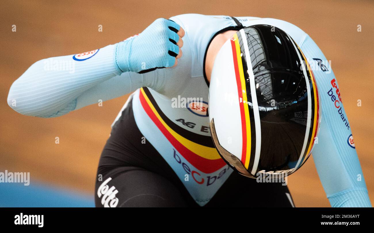 Belgian Lotte Kopecky celebrates after winning the women's Points Race ...