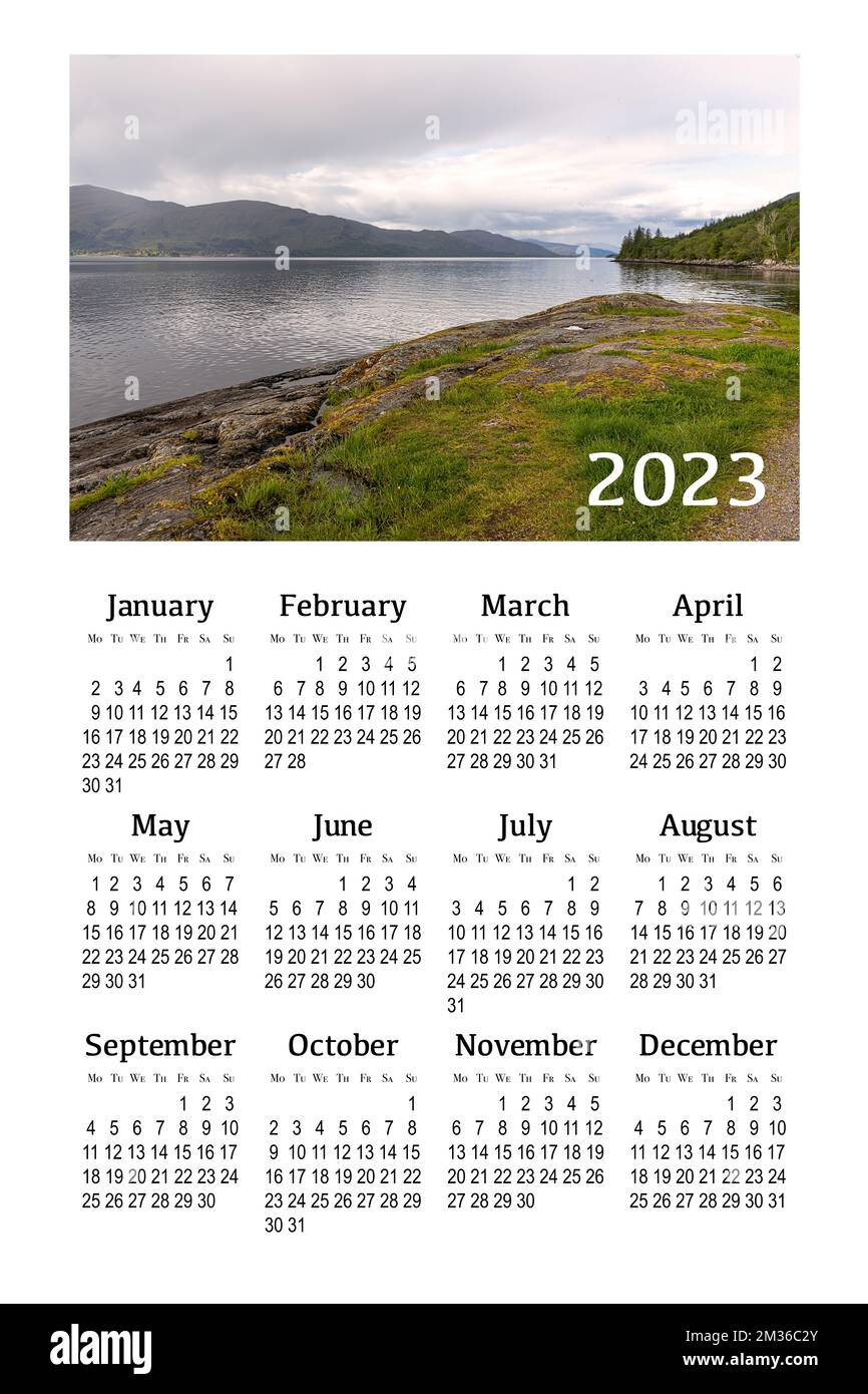 Calendar for 2023 on a white background for printing. Scotland, Great ...