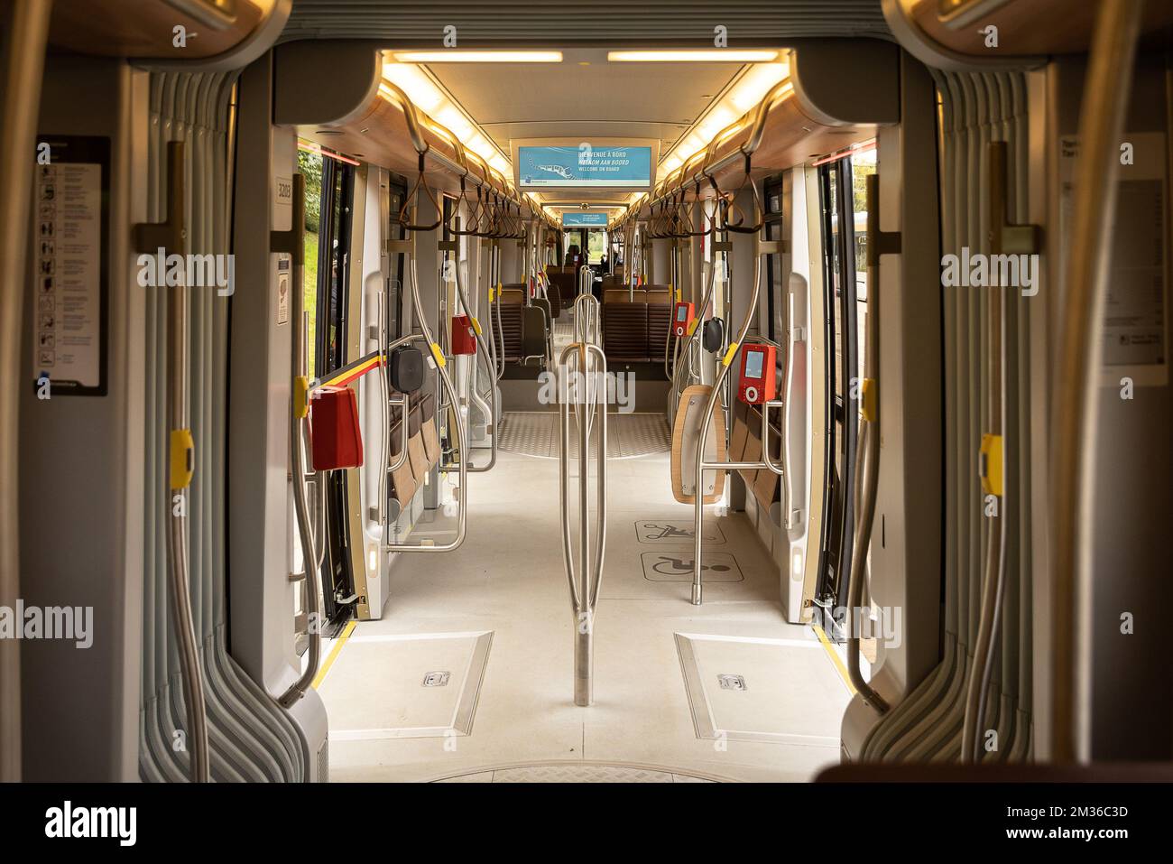 Illustration picture shows the interior of the new tram, during the ...