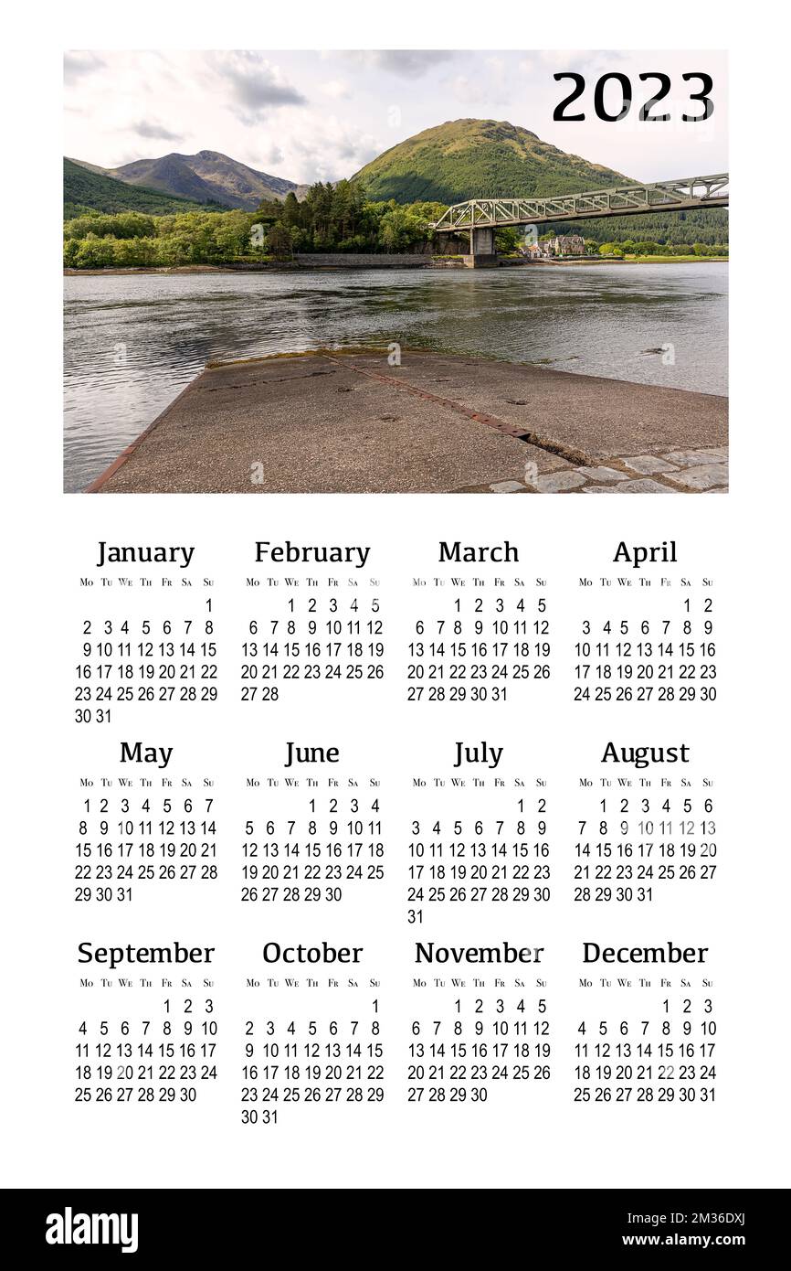 Calendar for 2023 on a white background for printing. Scotland, Great ...