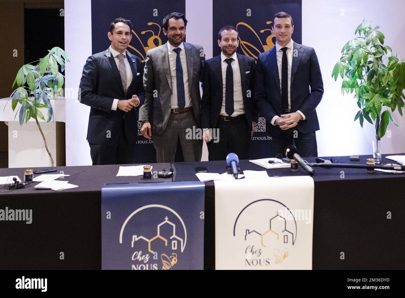 Vlaams Belang chairman Tom Van Grieken, Chez Nous chairman Jerome ...