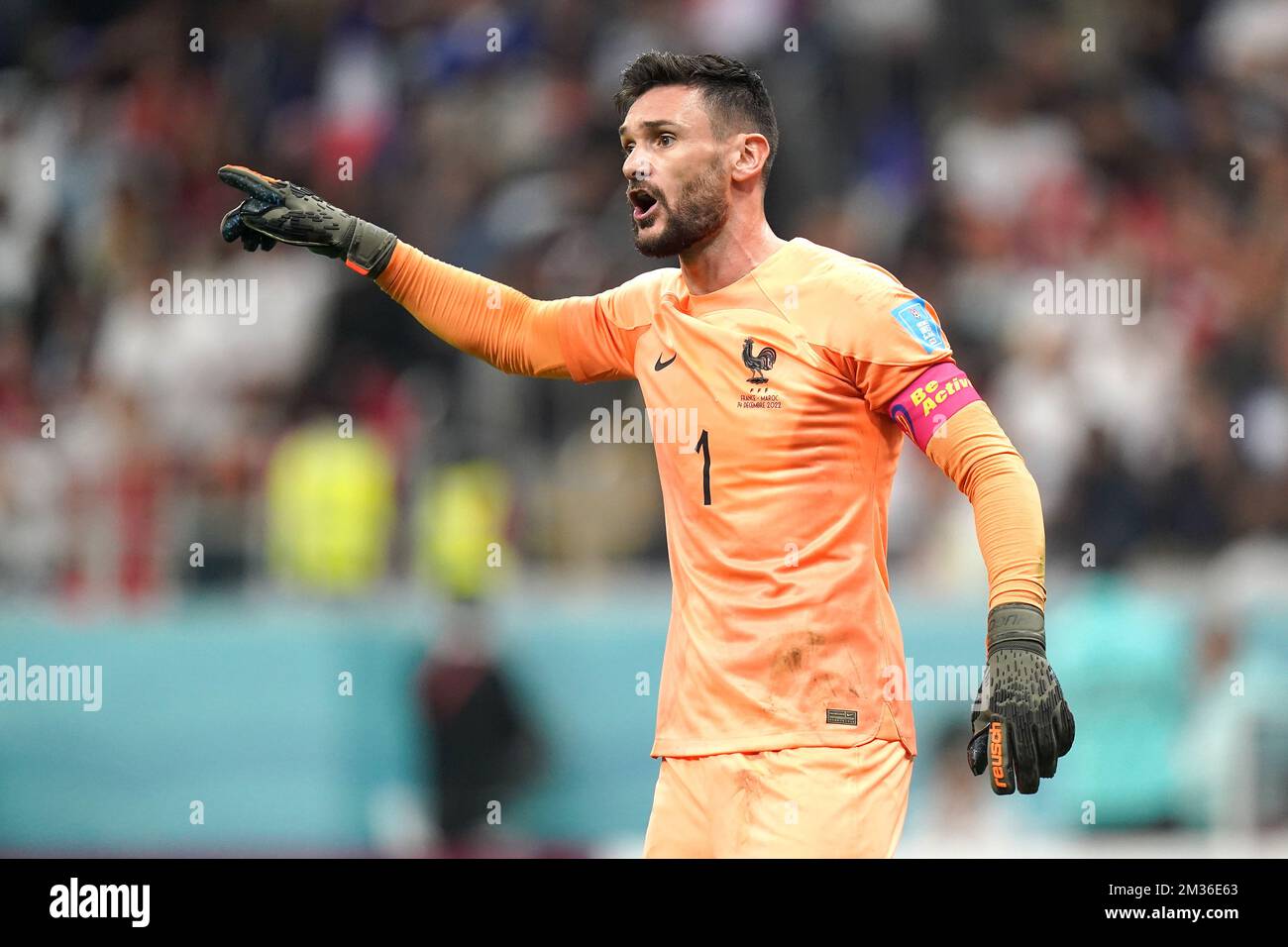 France goalkeeper Hugo Lloris instructs his team-mates during the FIFA ...
