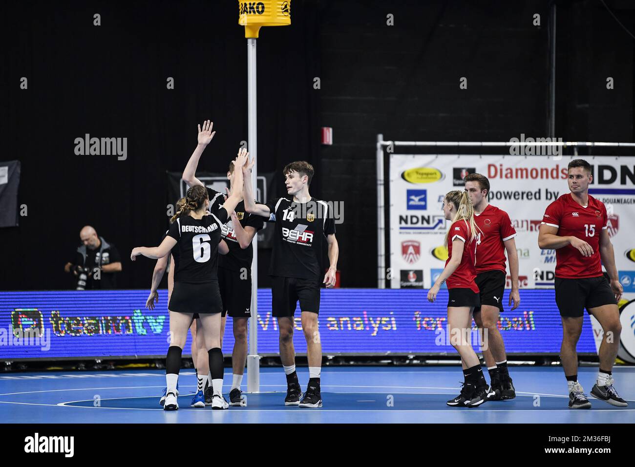 Germany's Jan-Robert Heming celebrates after scoring during the bronze ...