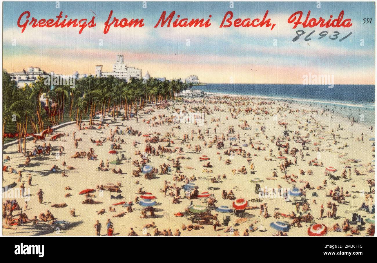 Greetings from Miami Beach, Florida , Beaches, Tichnor Brothers ...