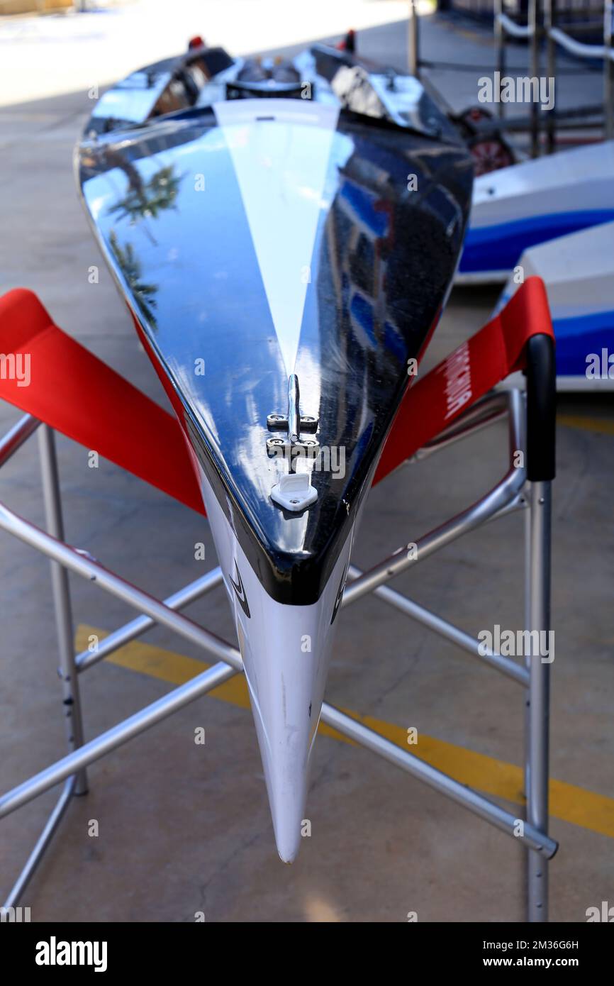 Santa Pola, Alicante, Spain- December 13, 2022: Rowing boat in the ...