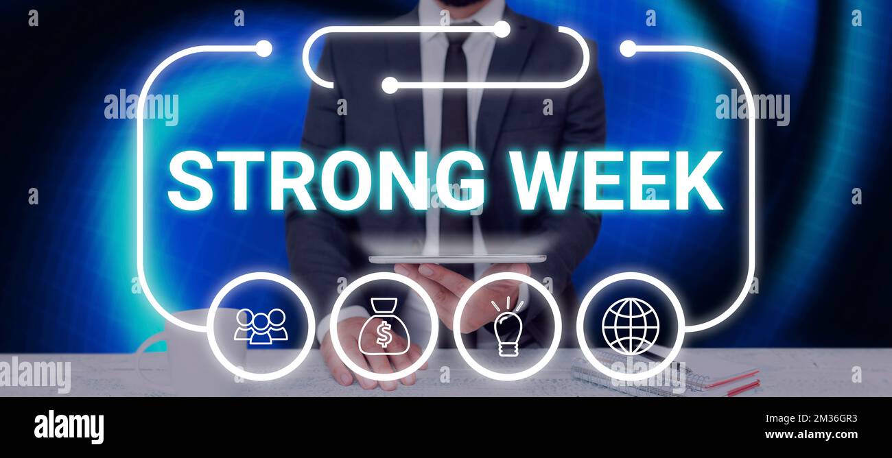 Text caption presenting Strong Weak. Business concept having features ...