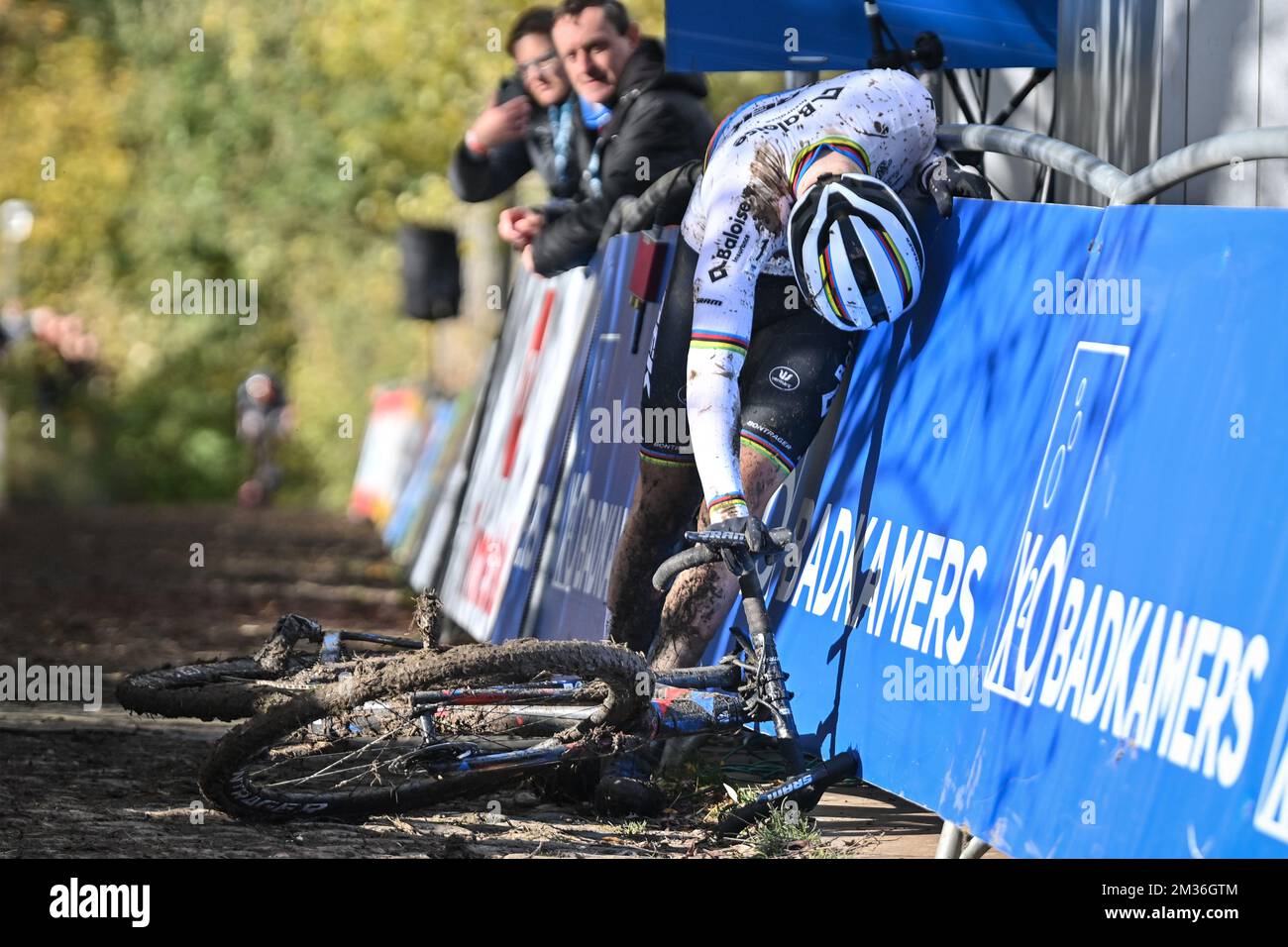 Dutch Pim Ronhaar pictured after winning the Koppenbergcross men U23 ...