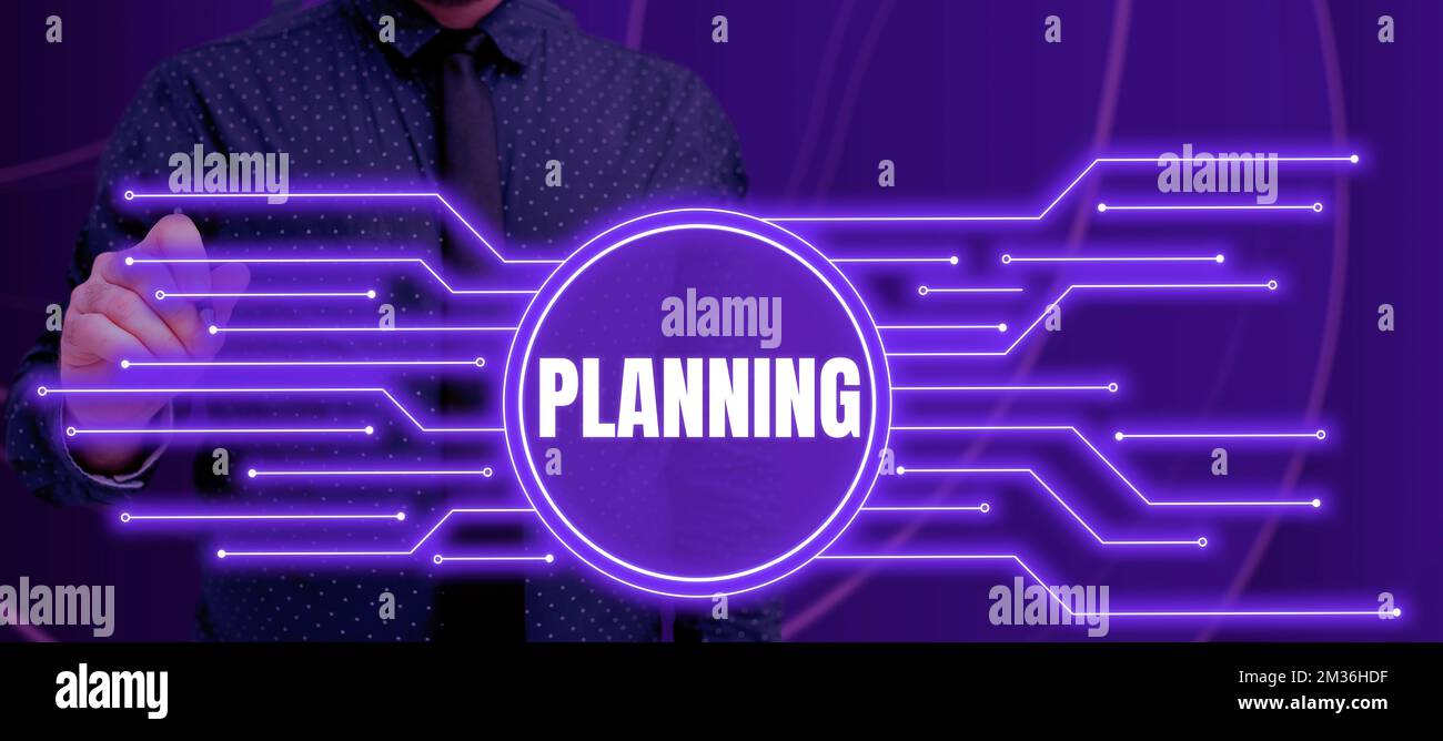 Text caption presenting Planning. Business approach process of thinking ...