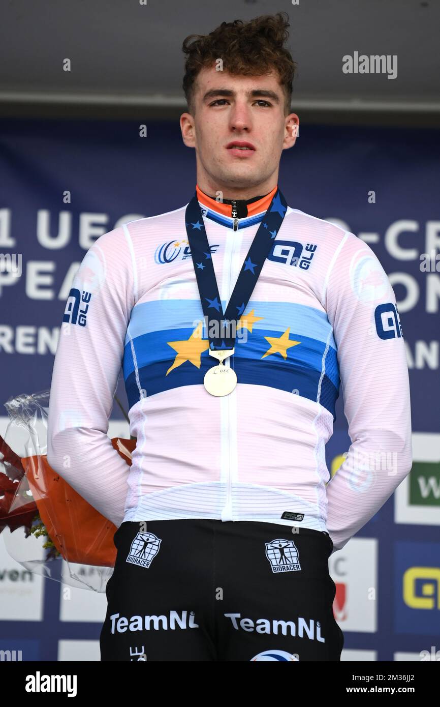 Dutch Ryan Kamp , winner of the gold medal pictured on the podium of ...
