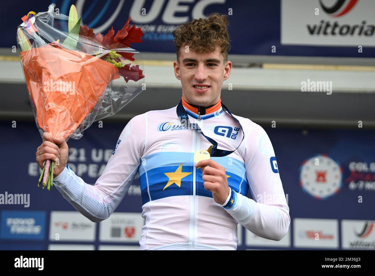 Dutch Ryan Kamp , winner of the gold medal pictured on the podium of ...