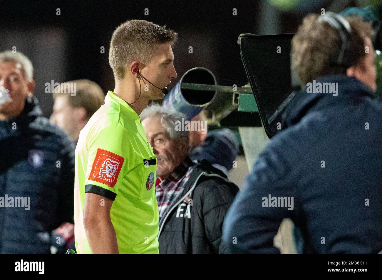 referee Arthur Denil pictured watching a scene on the VAR video ...