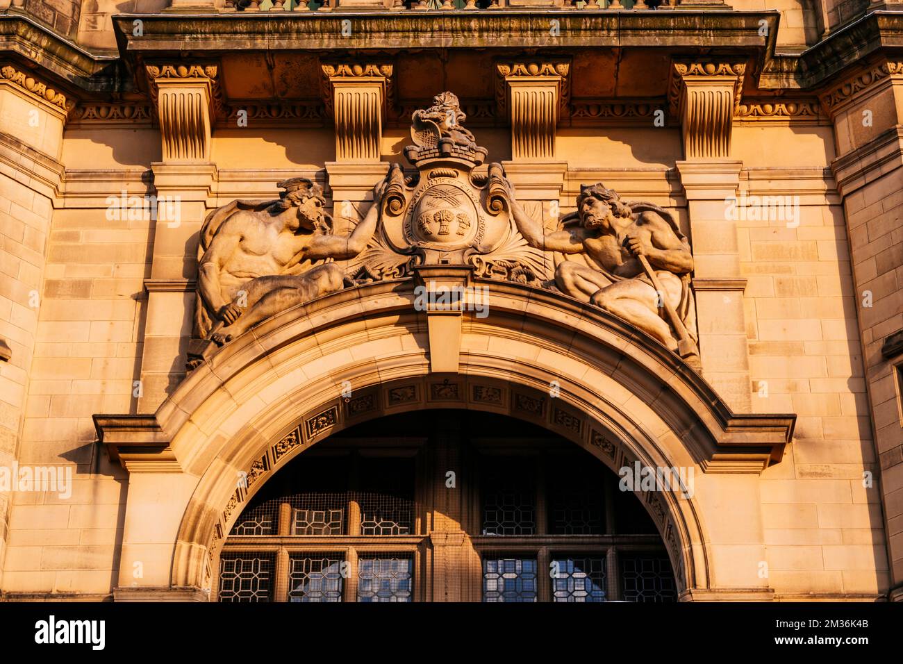 Detail facade.Sheffield Town Hall is a municipal building on Pinstone ...