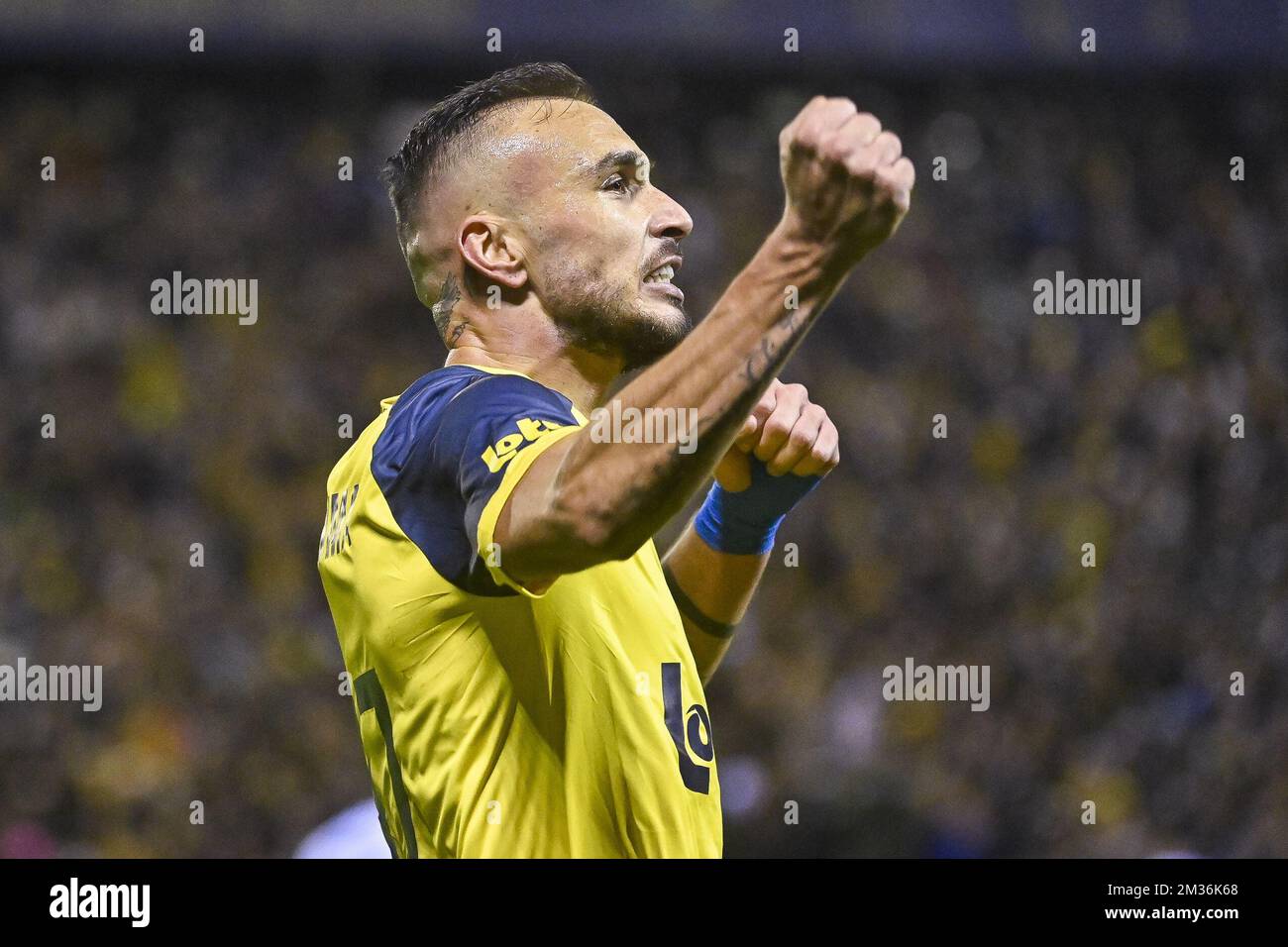 Union's Teddy Teuma celebrates after scoring during a soccer match ...
