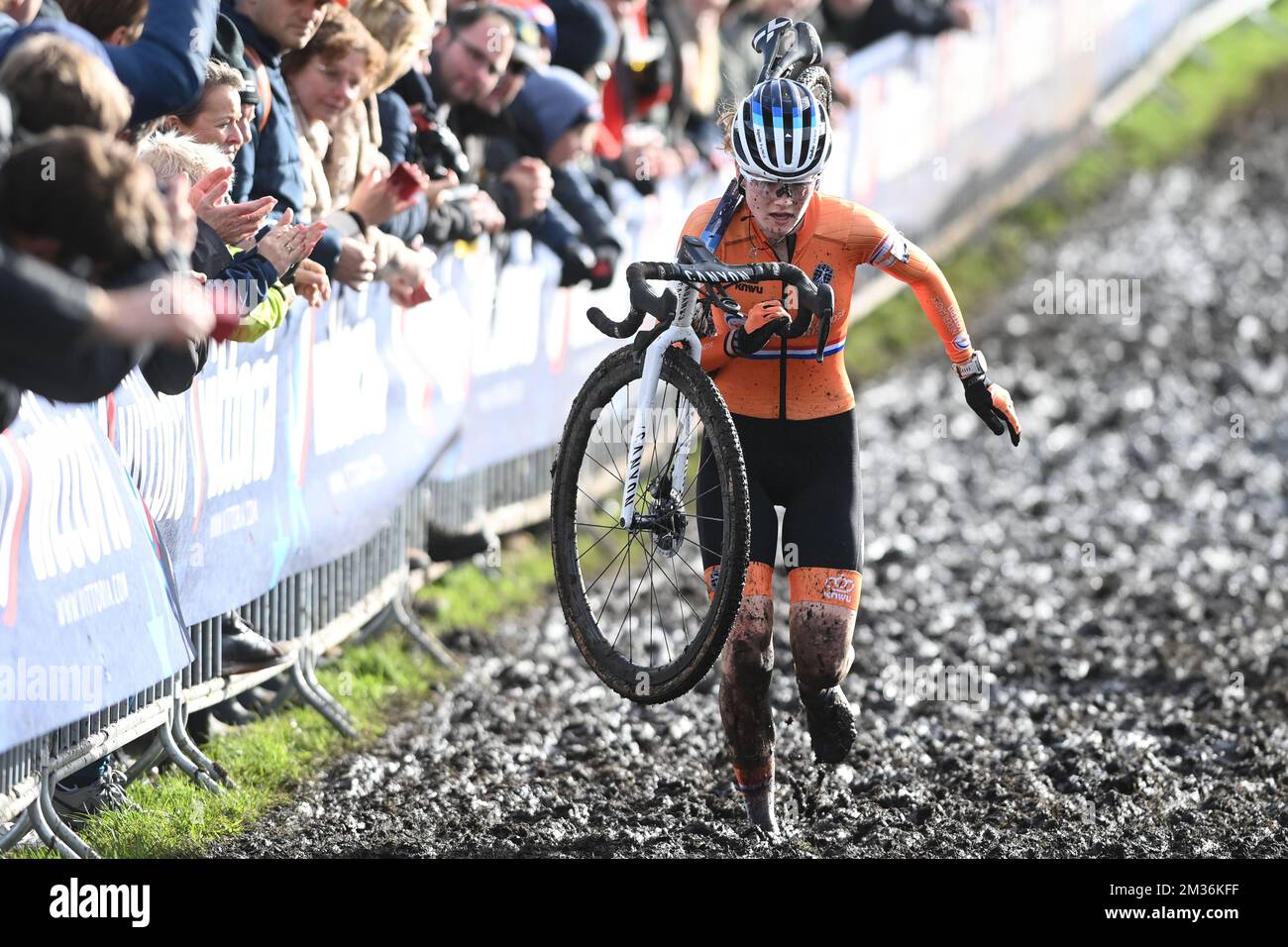 Dutch Puck Pieterse pictured in action during the women's U23 race at ...