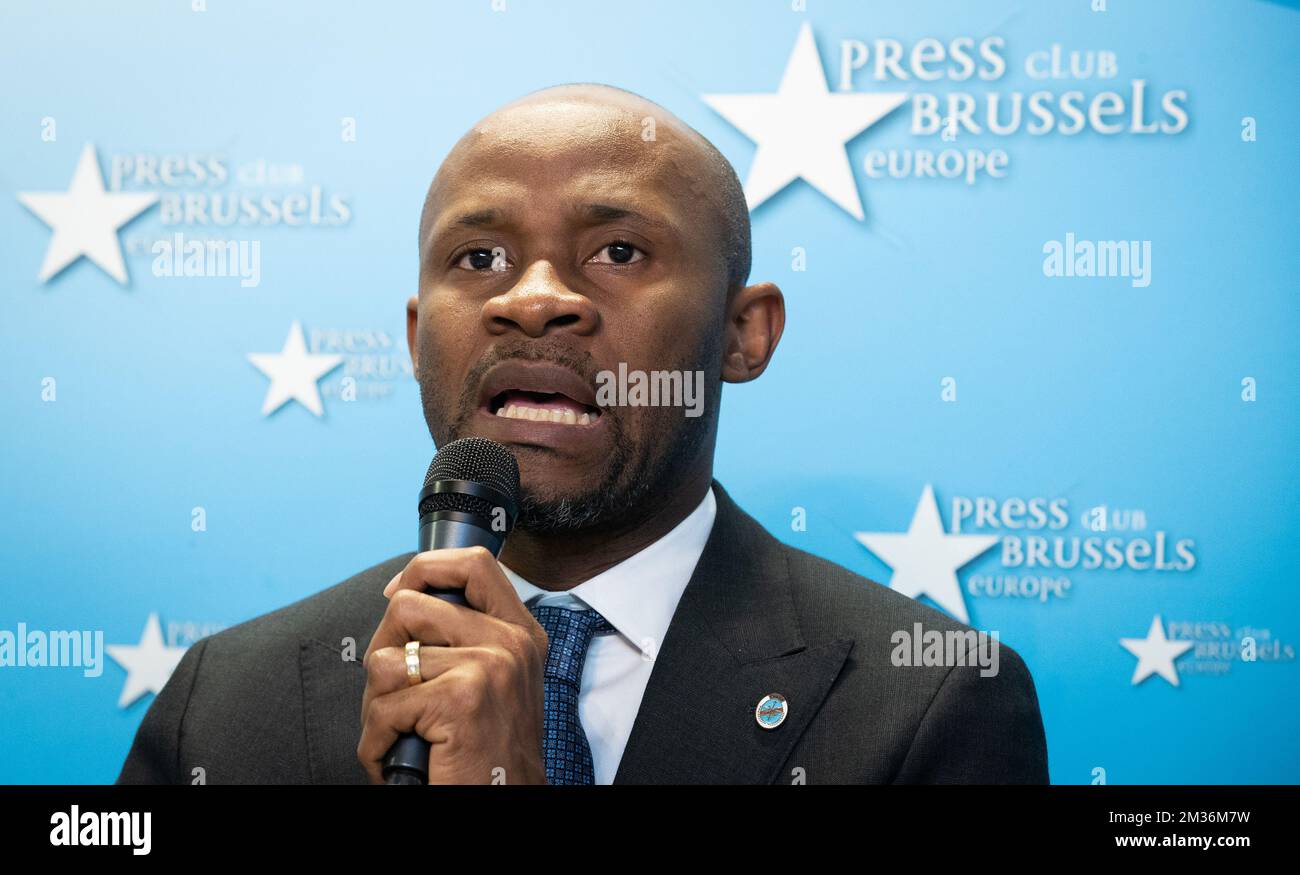 Spokesman of the Congo government Patrick Muyaya Katembwe pictured ...