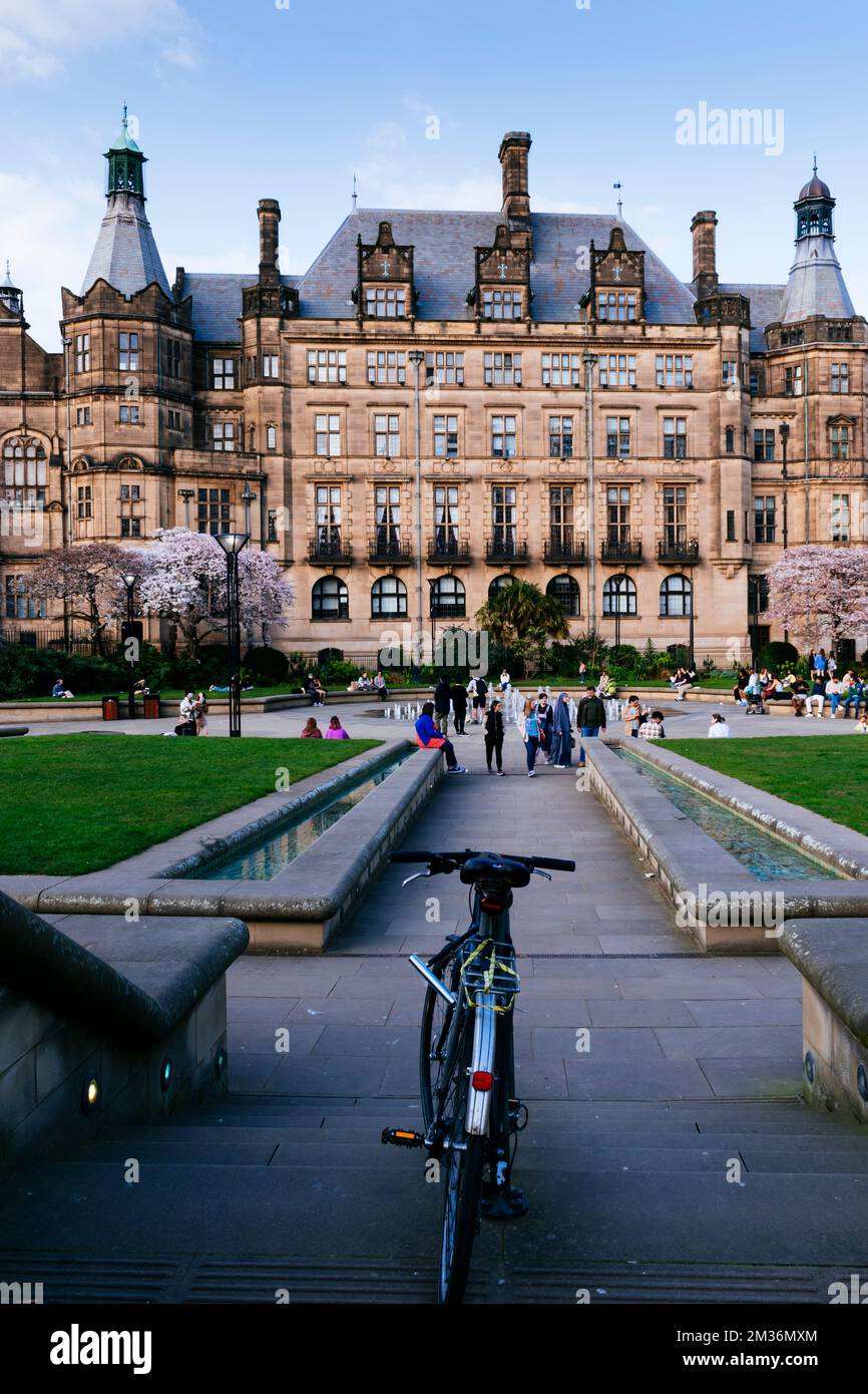 The Peace Gardens on a spring afternoon. It is a square in the center ...