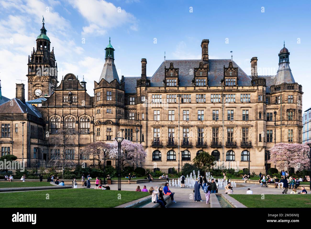 The Peace Gardens on a spring afternoon. It is a square in the center ...