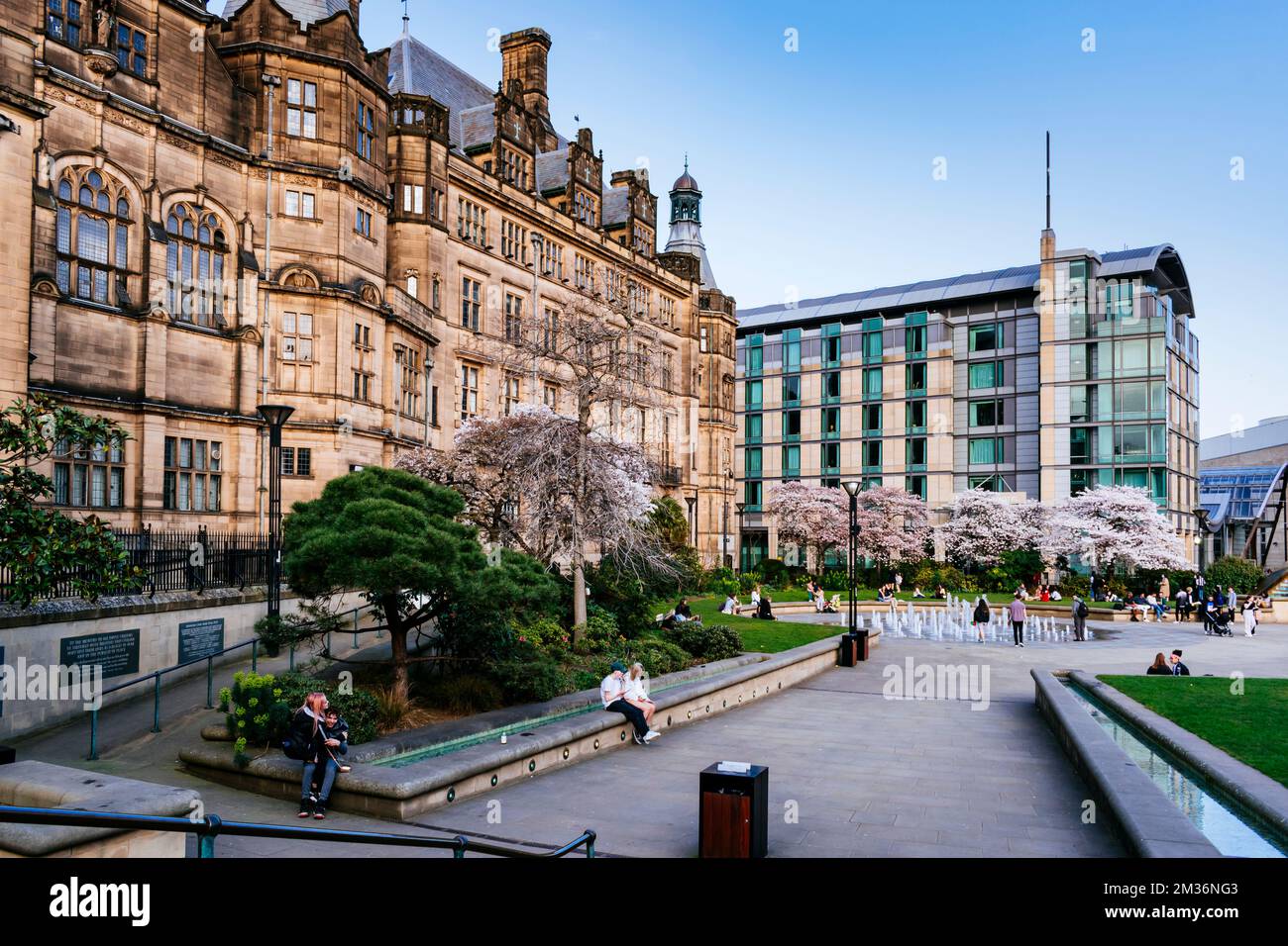 The Peace Gardens on a spring afternoon. It is a square in the center ...
