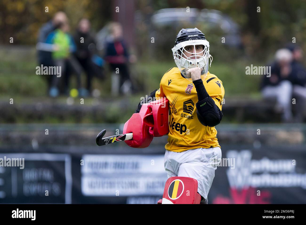 Daring's goalkeeper Boris Feldheim reacts during a hockey game between ...