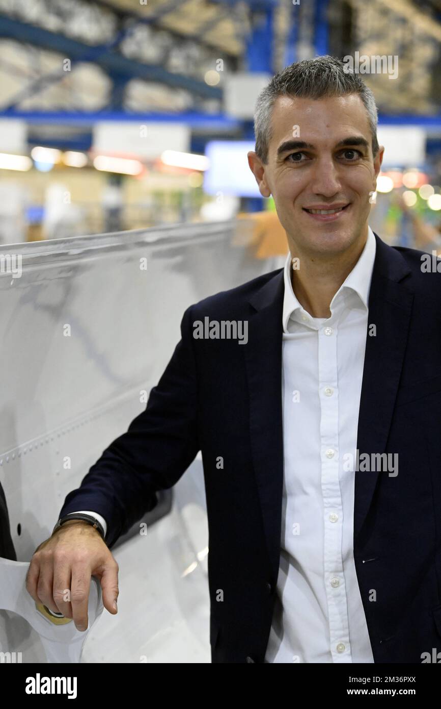 Sonaca CEO Yves Delatte poses for the photographer during a visit to ...