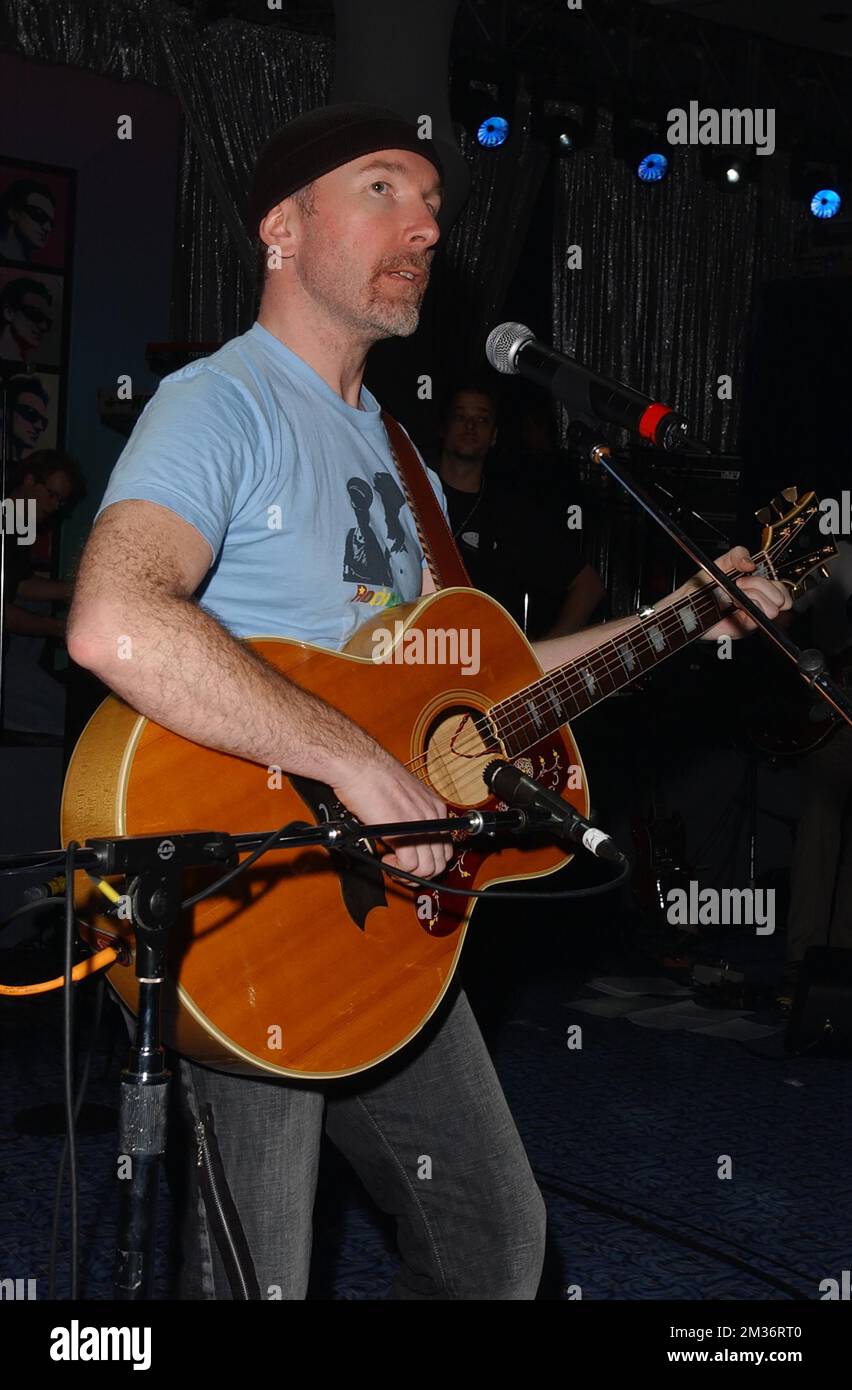 NEW YORK, NY- Feb 2003 : - the Edge at the MusicCares rehearsals on ...