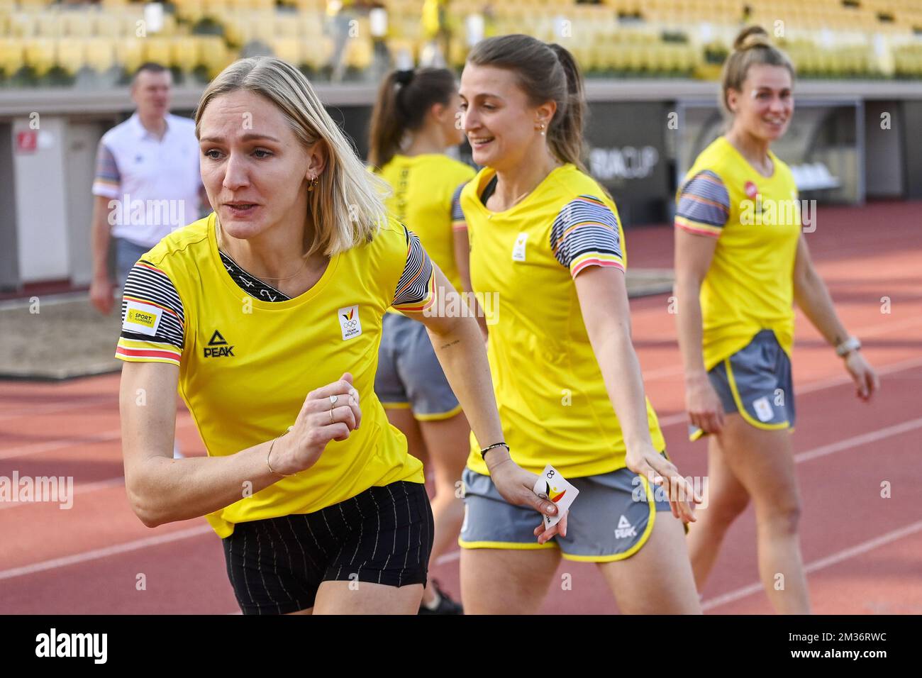 Athlete Hanne Claes pictured in action during a training camp organized ...